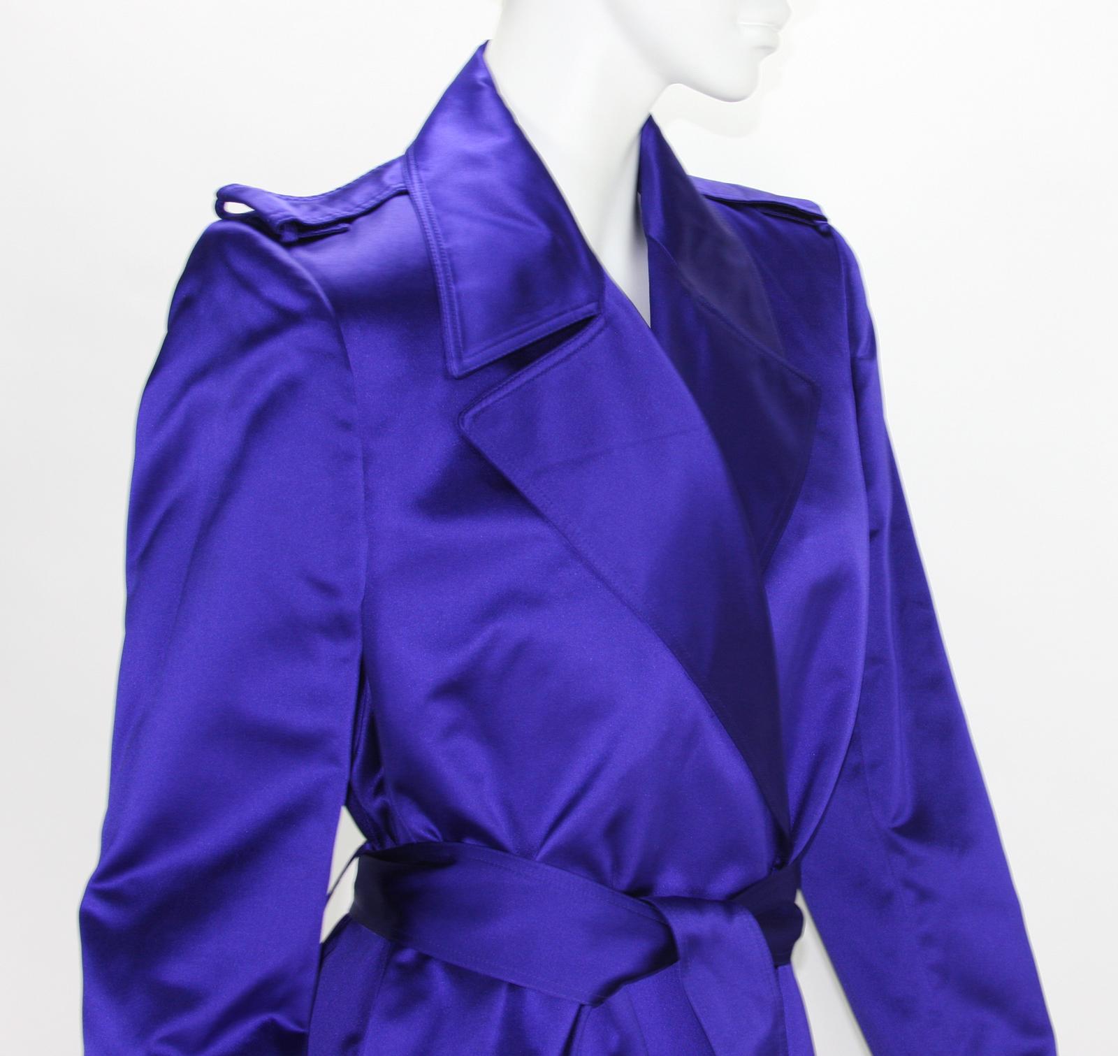 TOM FORD for GUCCI S/S 2001 Collection Silk Indigo Blue Belted Trench ...