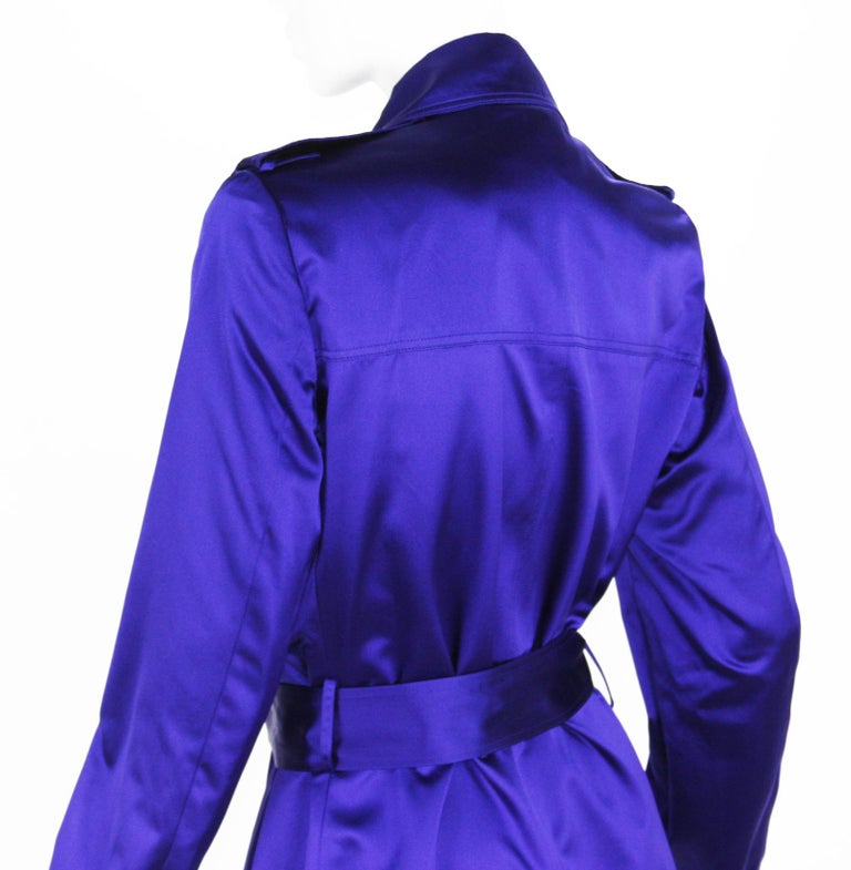 TOM FORD for GUCCI S/S 2001 Collection Silk Indigo Blue Belted Trench ...