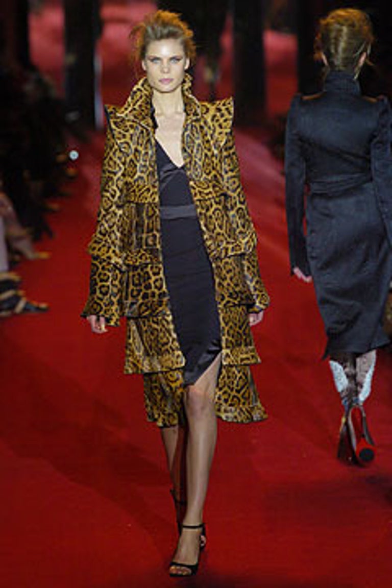 Tom Ford for YSL Fall 2004 Iconic Pony Skin Leopard Print Pagoda Coat ...