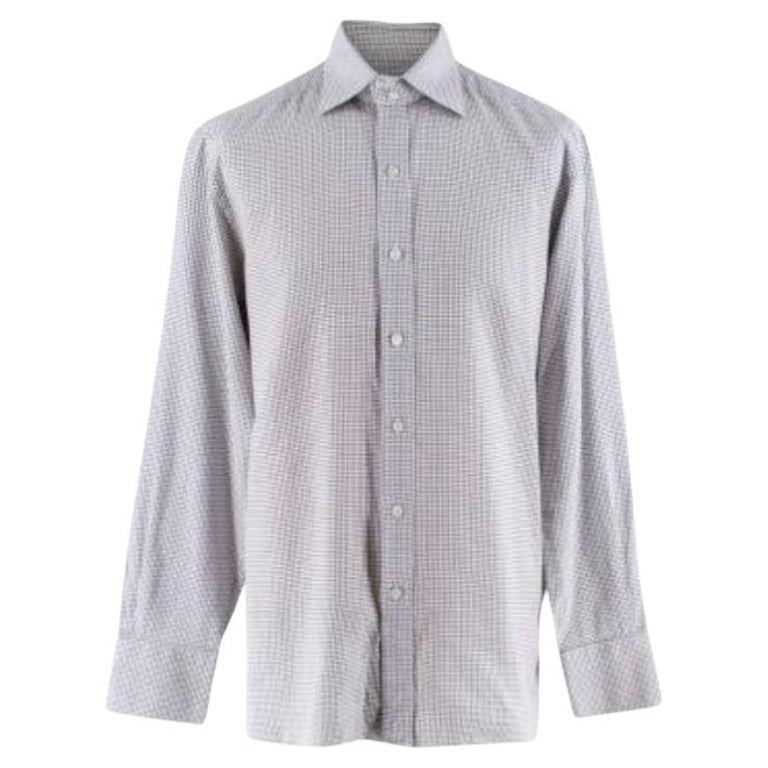 Tom Ford Grey Cotton Checkered Long Sleeve Shirt For Sale at 1stDibs