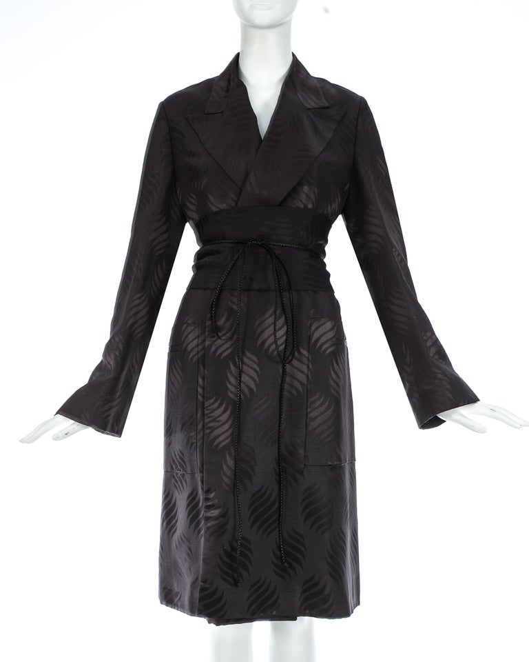 Tom Ford Gucci black silk evening robe with matching Obi belt, A/W 2002 ...