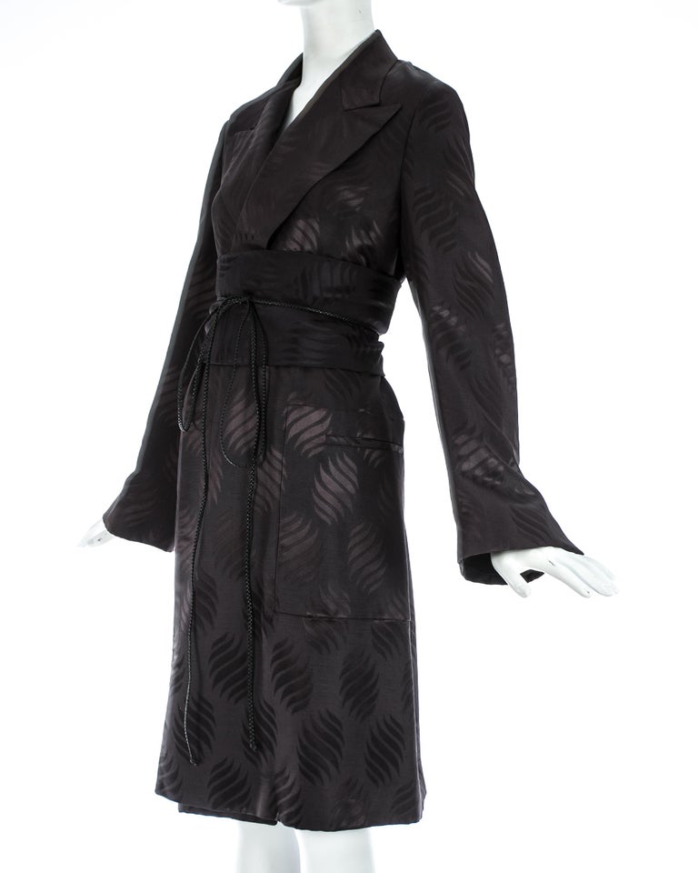 Tom Ford Gucci black silk evening robe with matching Obi belt, A/W 2002 ...