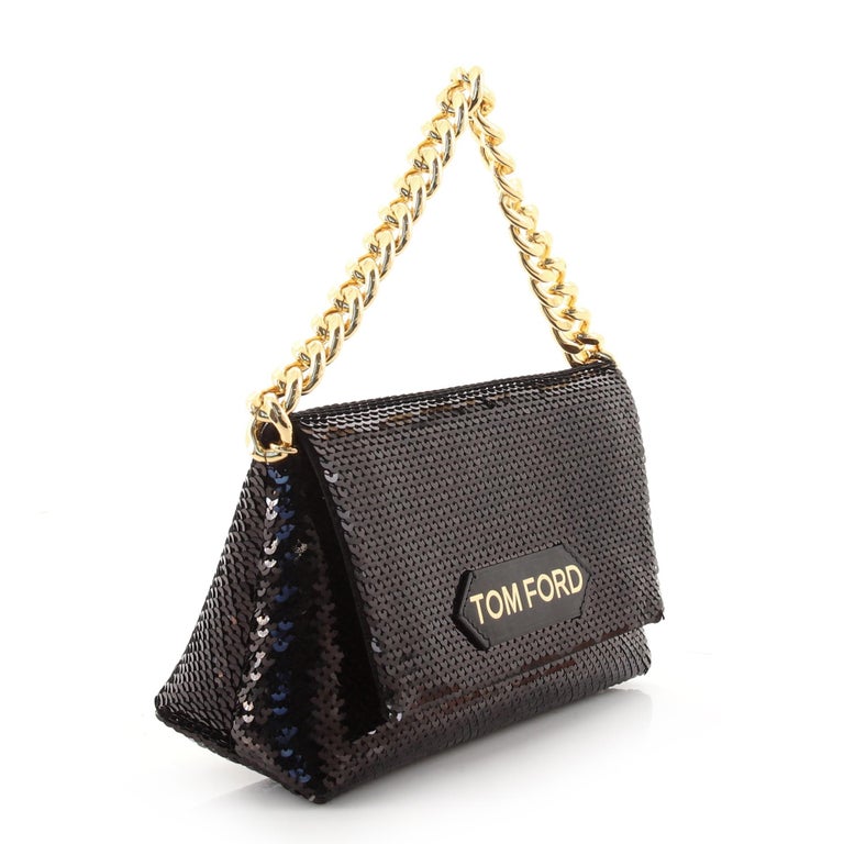 Tom Ford Label Flap Chain Clutch Sequins Mini at 1stDibs