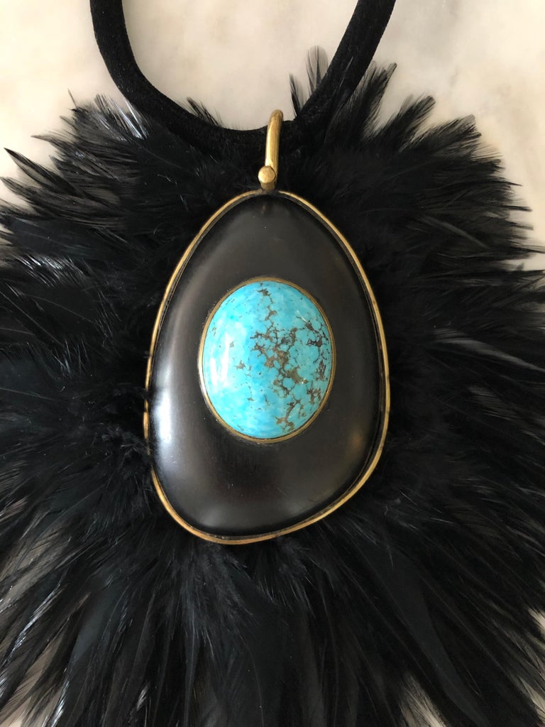 Tom Ford Lisa Eisner Turquoise and Feather Runway Statement Necklace at ...
