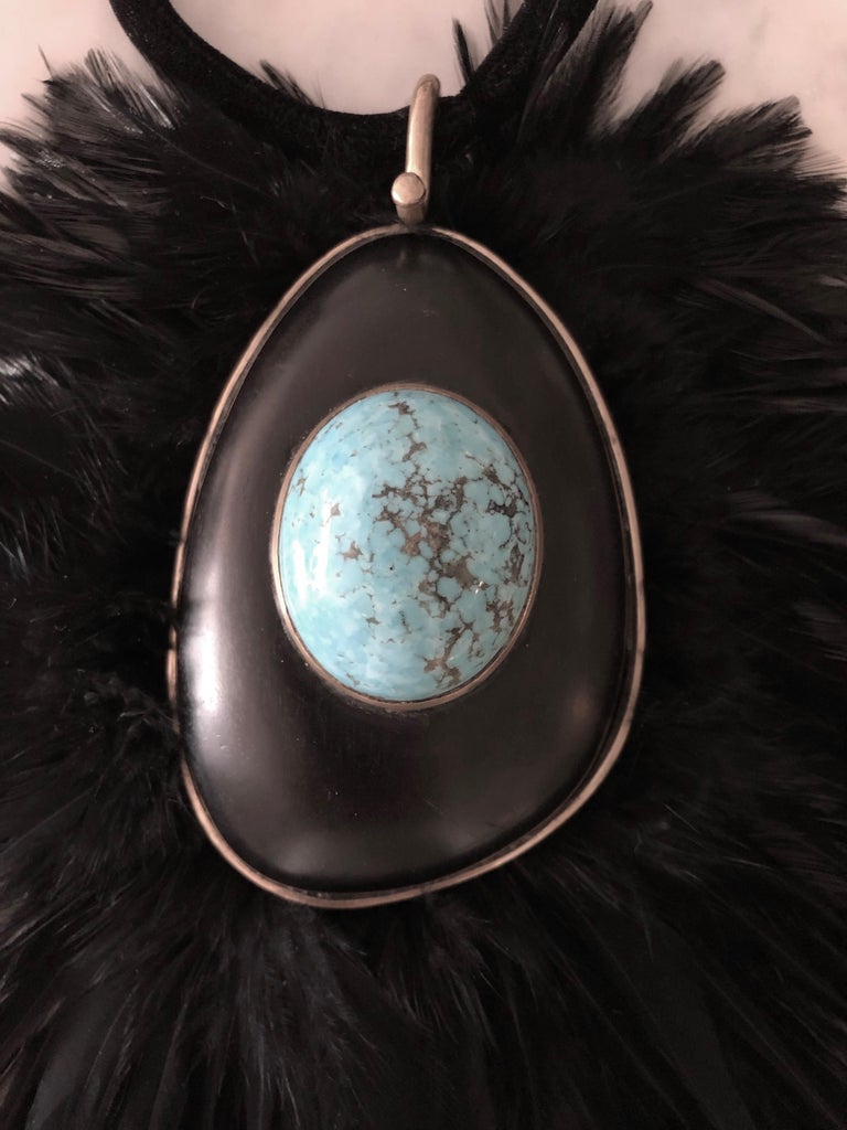 Tom Ford Lisa Eisner Turquoise and Feather Runway Statement Necklace at ...
