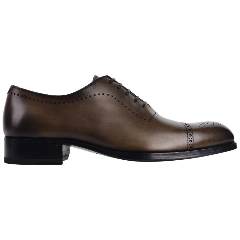 Tom Ford Mens Brown Leather Edgar Brogue Lace Up Oxfords For Sale at ...