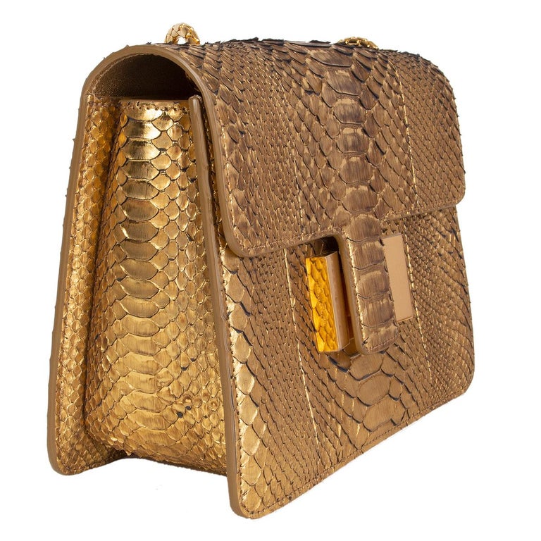 TOM FORD metallic gold SIENNA MEDIUM PYTHON Shoulder Bag at 1stDibs ...