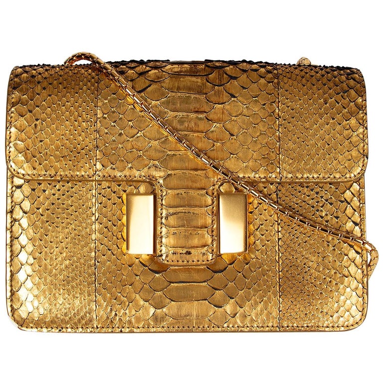 TOM FORD metallic gold SIENNA MEDIUM PYTHON Shoulder Bag at 1stDibs ...
