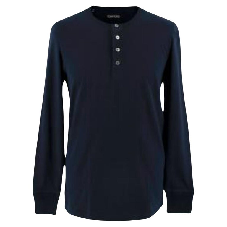 Tom Ford Navy Blue Half-button Top For Sale at 1stDibs
