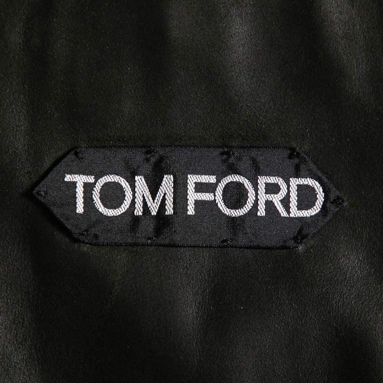 Tom Ford Olive Green Leather Button Front Jacket XL For Sale at 1stDibs