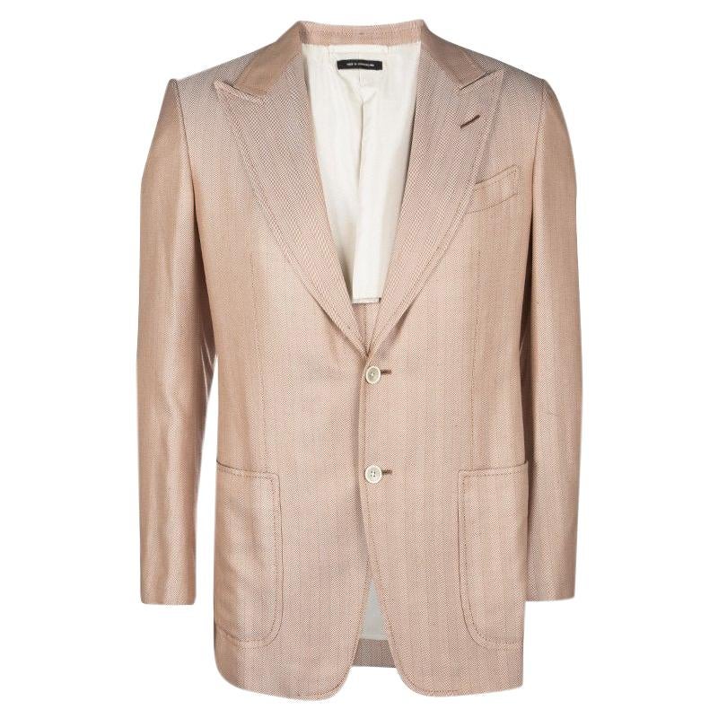 Tom Ford Orange Herringbone Pattern Silk Blazer L at 1stDibs