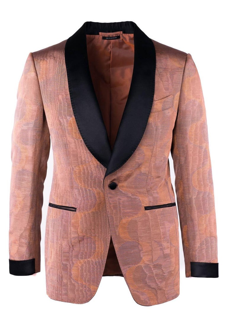 Tom Ford Orange Jacquard Shawl Lapel Shelton Cocktail Jacket For Sale ...