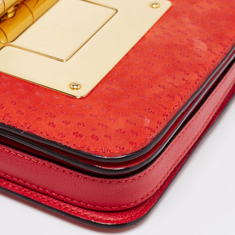 Tom Ford Orange Textured Suede Small Natalia Crossbody Bag at 1stDibs