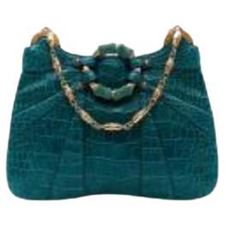 Tom Ford petrol blue crocodile bag For Sale at 1stDibs