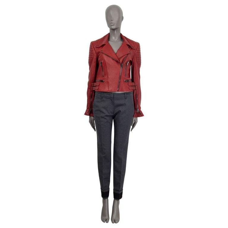 TOM FORD red LEATHER BIKER Jacket 40 S at 1stDibs