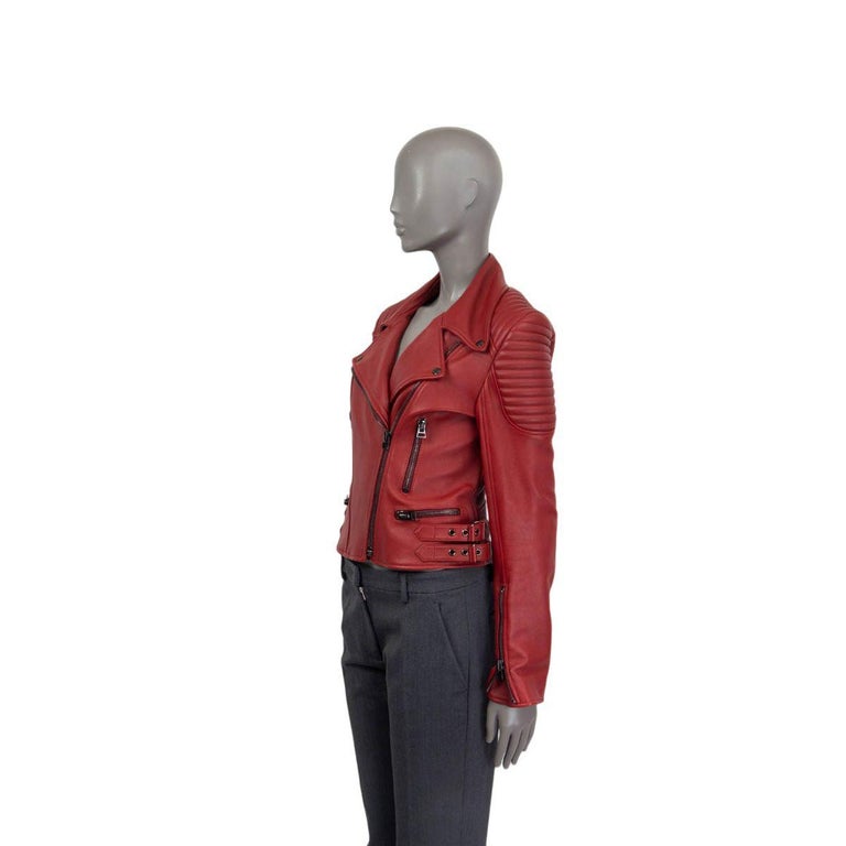 TOM FORD red LEATHER BIKER Jacket 40 S at 1stDibs