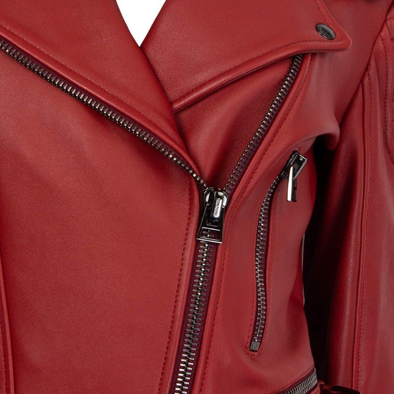 TOM FORD red LEATHER BIKER Jacket 40 S at 1stDibs