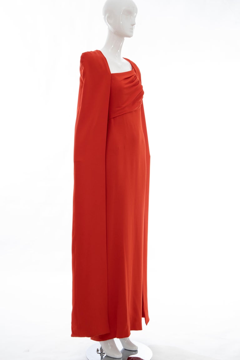 Tom Ford Runway Silk Persimmon Evening Dress With Cape, Fall 2012 at ...