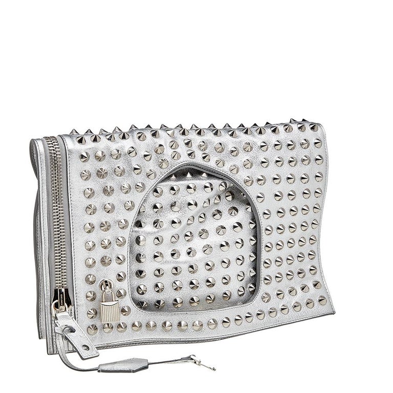 Tom Ford Silver Leather Alix Studded Shoulder Bag at 1stDibs