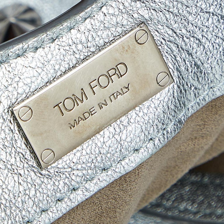 Tom Ford Silver Leather Alix Studded Shoulder Bag at 1stDibs