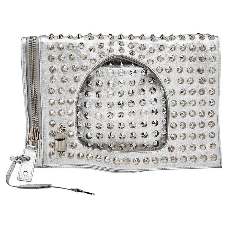 Tom Ford Silver Leather Alix Studded Shoulder Bag at 1stDibs