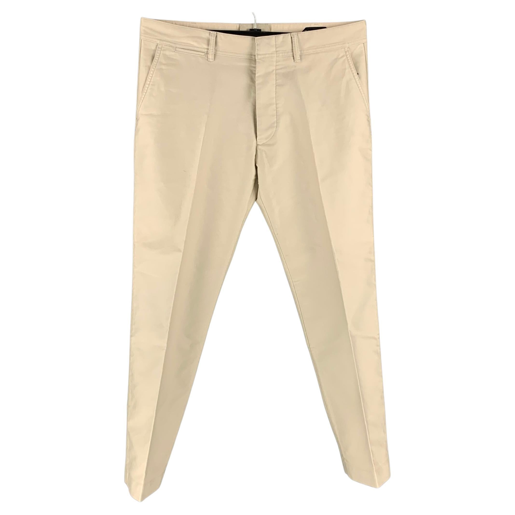 TOM FORD Size 36 Ivory Solid Cotton Button Fly Dress Pants For Sale at ...