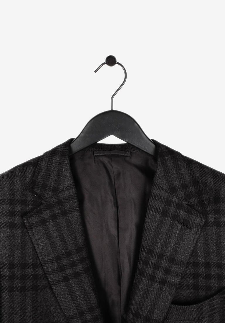 Tom Ford Tartan Wool Leather Details Blazer Men Jacket Size 52R S052 ...