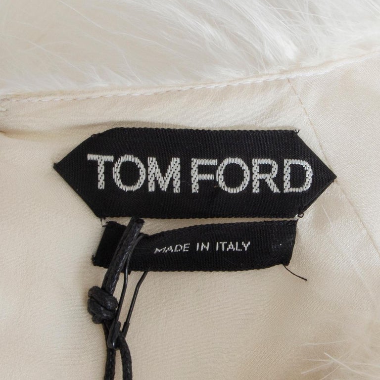 TOM FORD white and black FEATHER EMBELLISHED V-NECK Sweater 38 XS For ...
