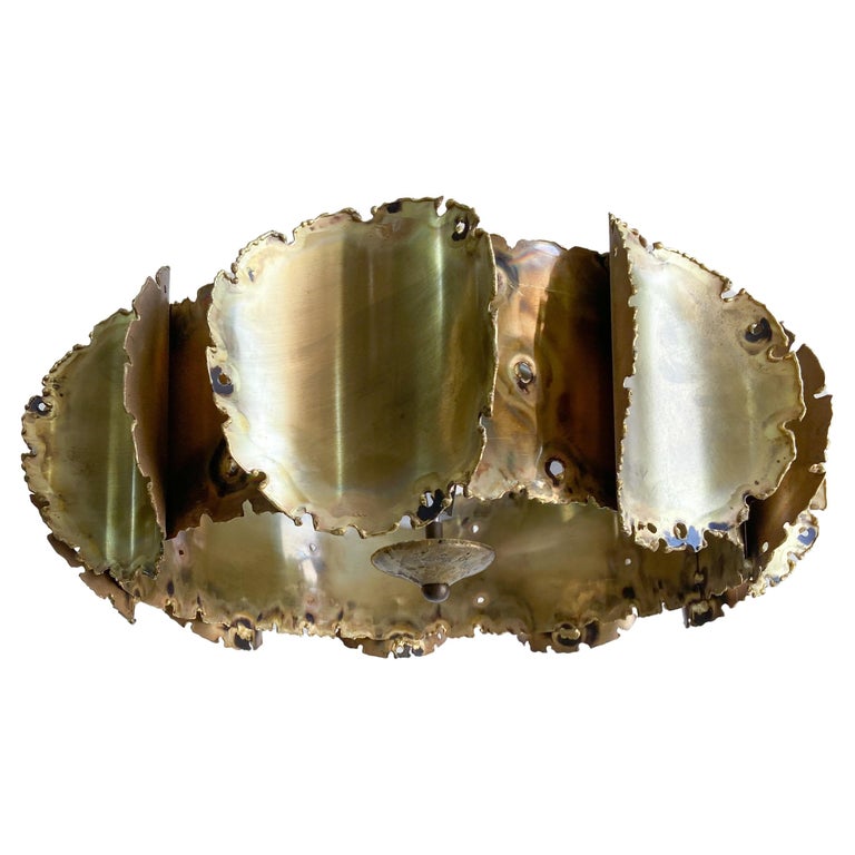 Tom Greene for Feldman Torch Cut Brass Pendant Light, 1960's at 1stDibs