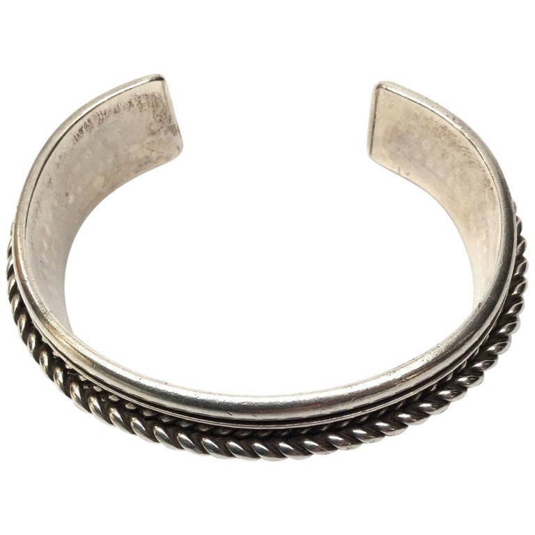 Tom Hawk Native American Navajo Sterling Silver Rope Design Bracelet at ...