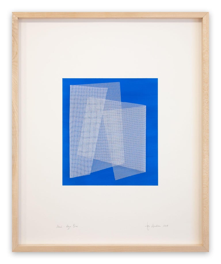 Tom Henderson - Moiré Azur Blue (Abstract painting) For Sale at 1stDibs