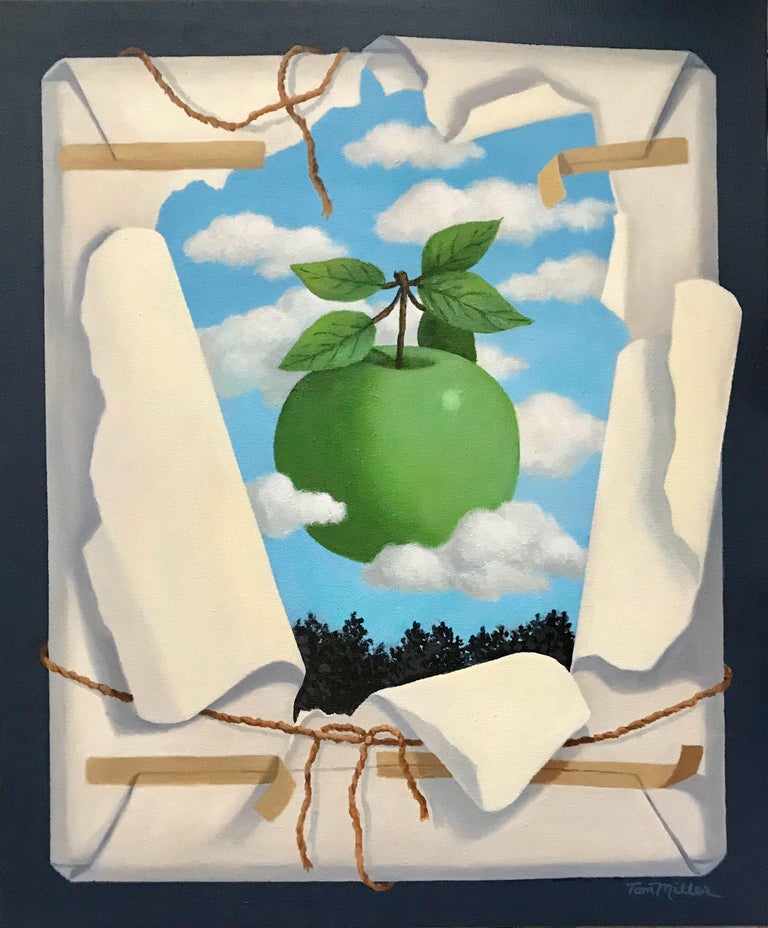 Tom Miller - MAGRITTE'S APPLE, Painting, Acrylic on Canvas For Sale at ...