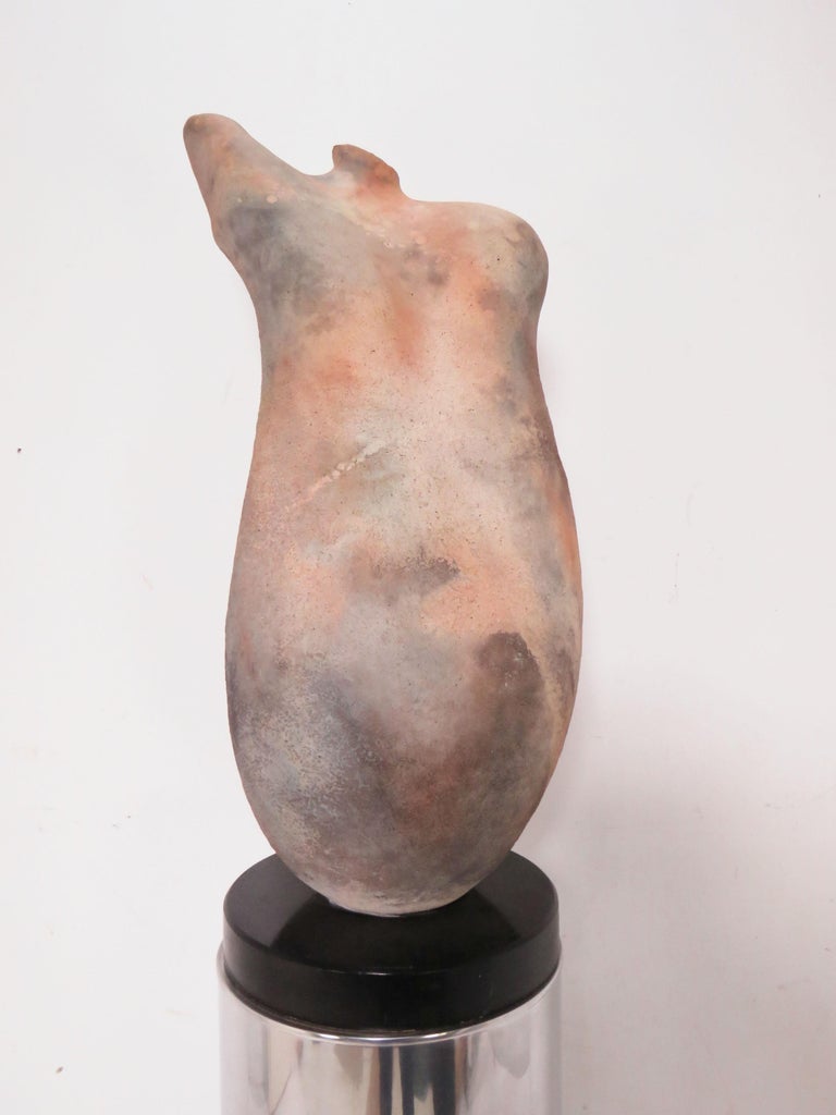 Tom Neugebauer Modernist Raku Art Pottery Sculpture on Aluminum ...