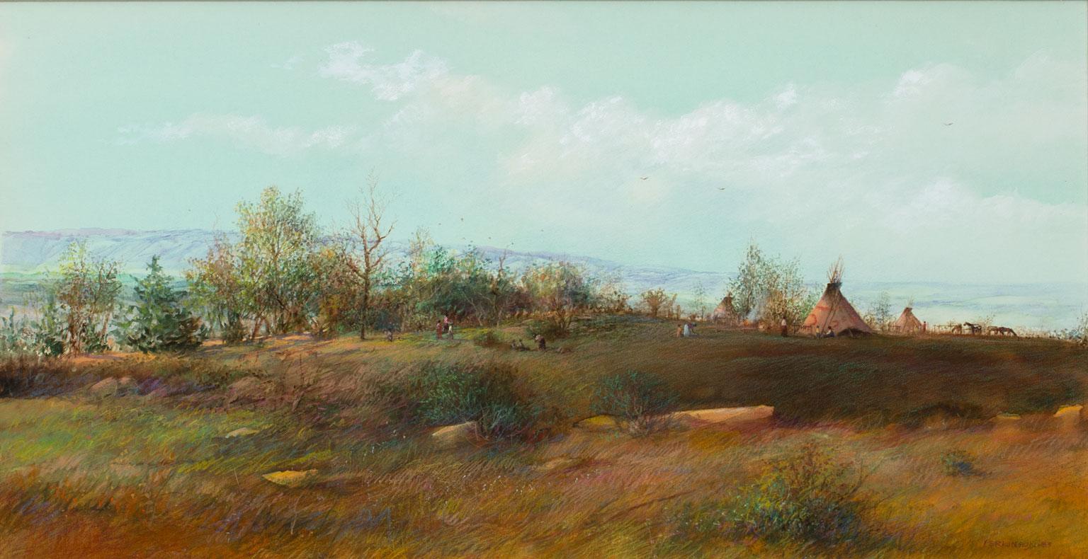 Tom Perkinson - "Sioux Camp" Original Mixed Media on Paper Landscape by ...