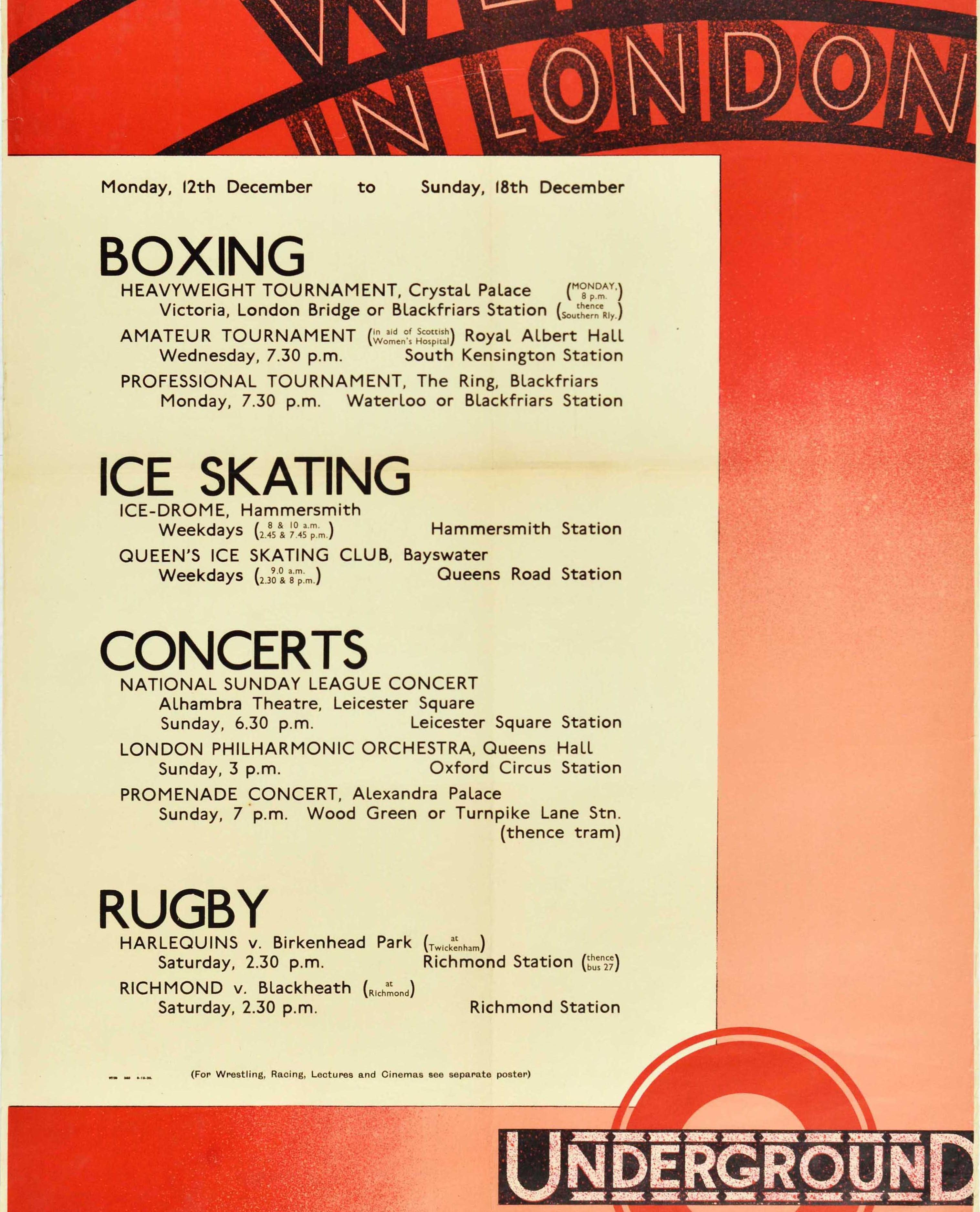 Tom Purvis - Original Vintage London Underground Poster Boxing Ice ...