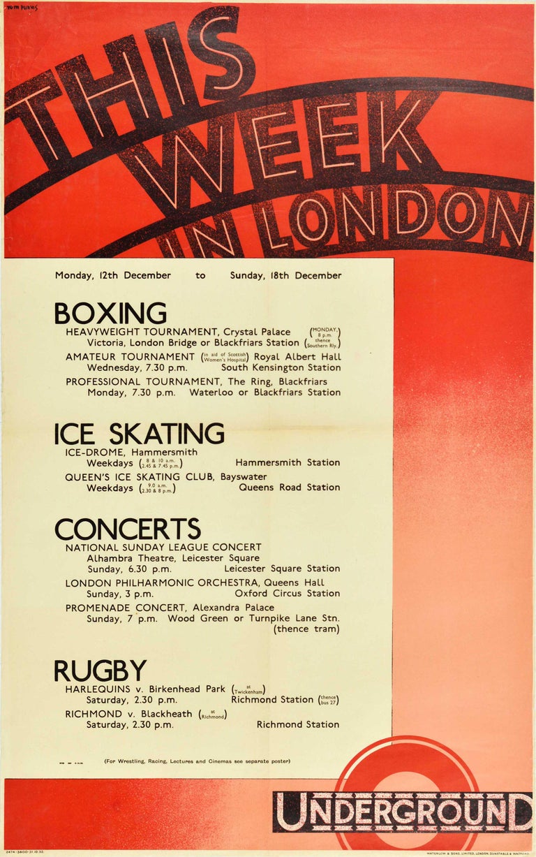Tom Purvis - Original Vintage London Underground Poster Boxing Ice ...