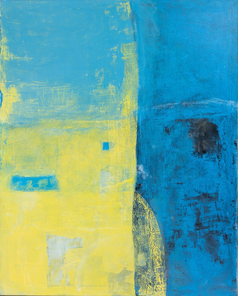 Tom Reno - "Blue and Yellow Abstract" Large Gestural Color Field ...