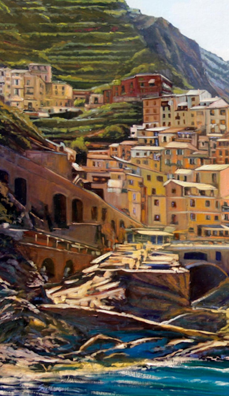 Tom Swimm - "Colors of Cinque Terre" Colorful Oil of Italian Riviera at ...