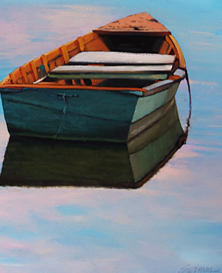 Tom Swimm - "Southern Coast Reflections" Row Boat With Sparkling Blue ...