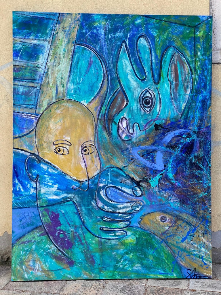 TOMA STENKO - "FLYING CHAIR TWO" Abstract Painting 79" x 59" inch by ...