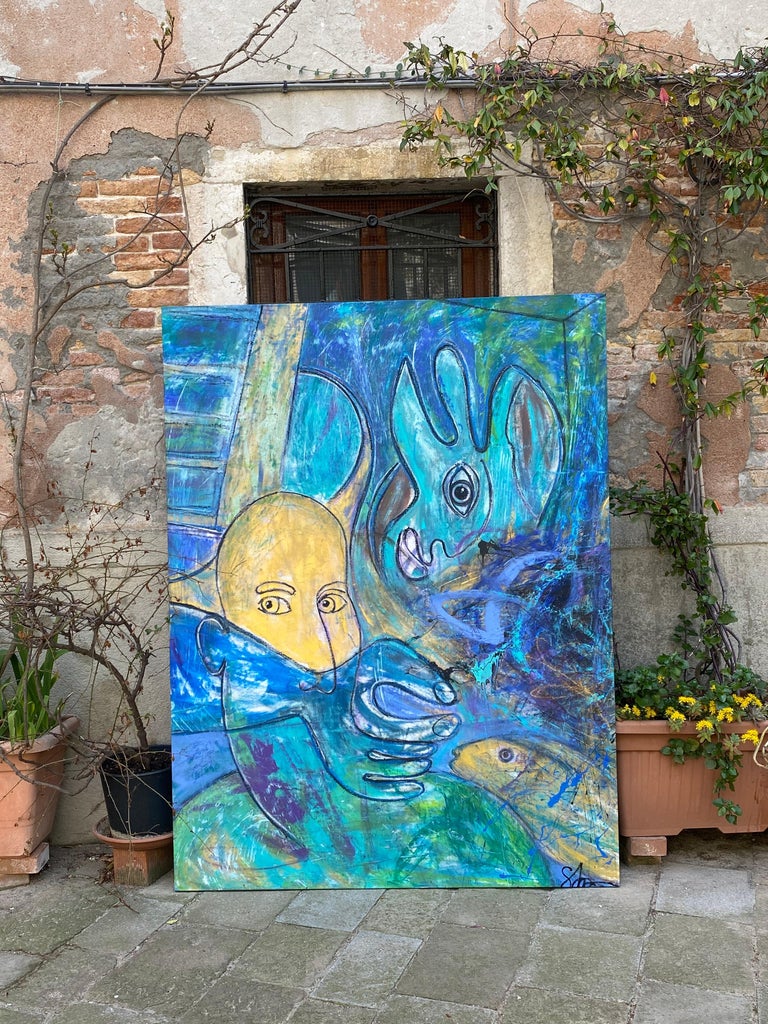 TOMA STENKO - "FLYING CHAIR TWO" Abstract Painting 79" x 59" inch by ...