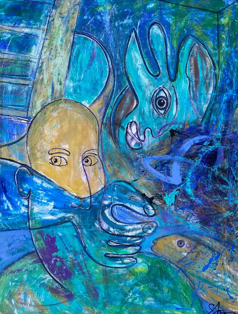 TOMA STENKO - "FLYING CHAIR TWO" Abstract Painting 79" x 59" inch by ...