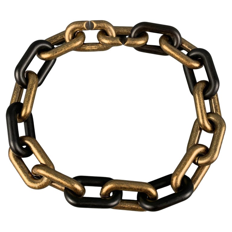 TOMAS MAIER Black and Gold Chain Link Metal Necklace For Sale at 1stDibs