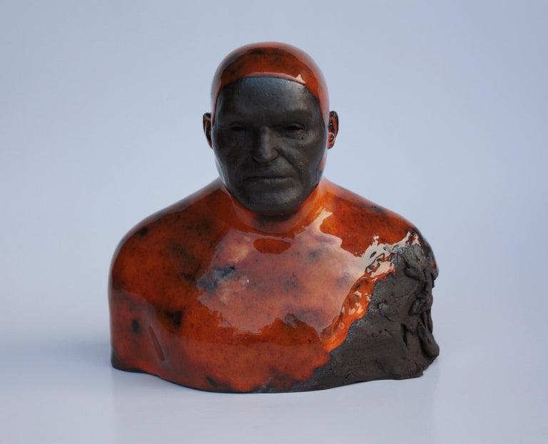 Tomasz Bielak Orange Swimmer Contemporary Handmade Glazed Ceramics