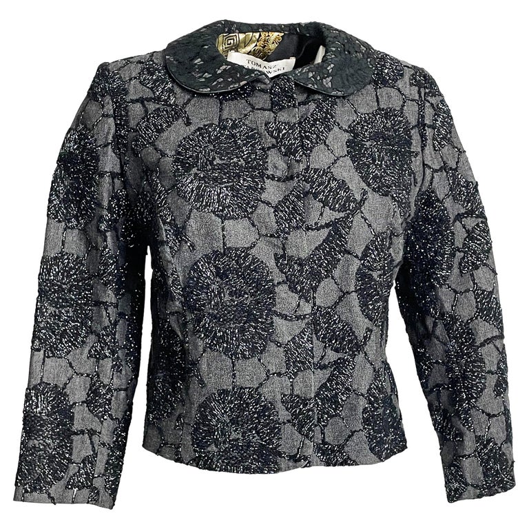 Tomasz Starzewski Cropped Evening Jacket with Embroidery Asian Motif Sz ...