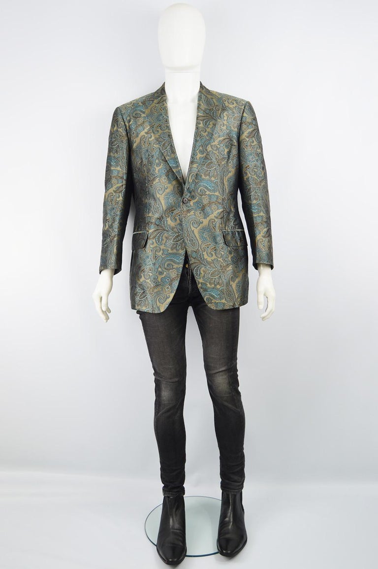 Tomasz Starzewski Men's Pure Silk Paisley Jacquard Vintage Blazer ...