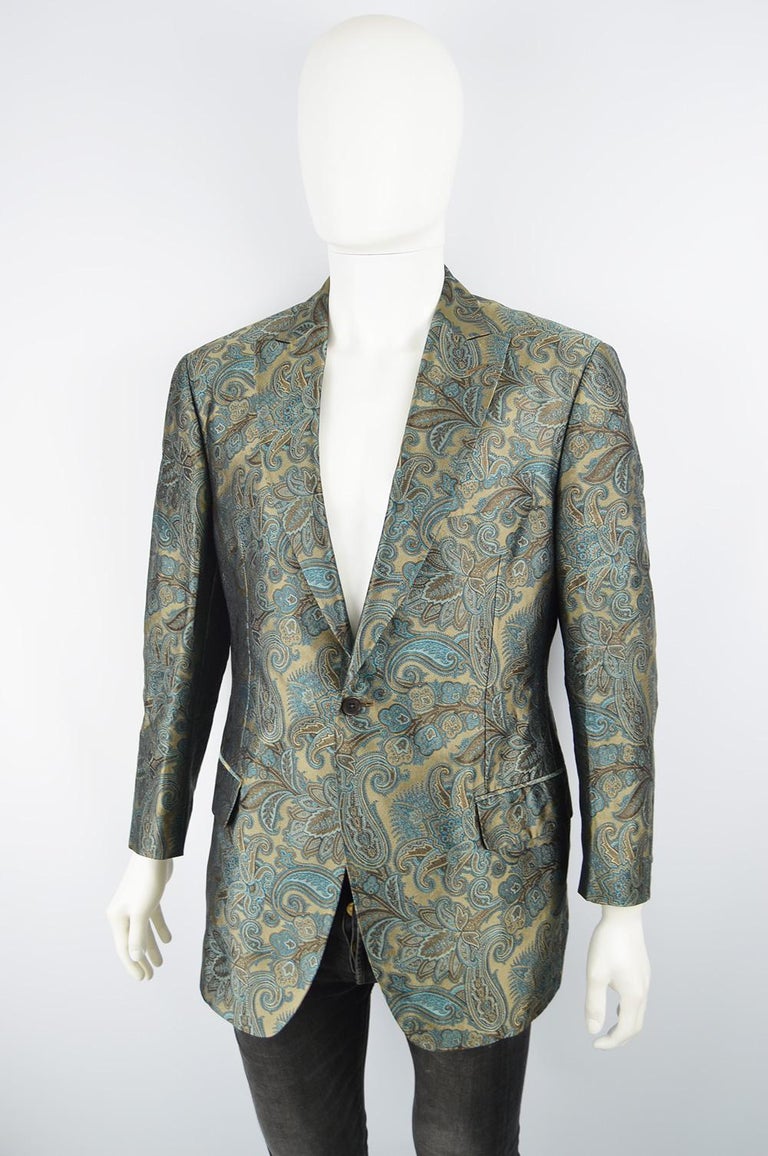 Tomasz Starzewski Men's Pure Silk Paisley Jacquard Vintage Blazer ...