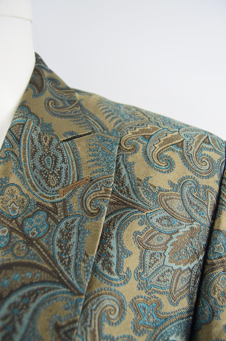 Tomasz Starzewski Men's Pure Silk Paisley Jacquard Vintage Blazer ...