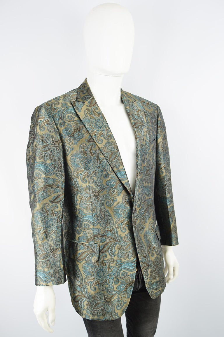 Tomasz Starzewski Men's Pure Silk Paisley Jacquard Vintage Blazer ...