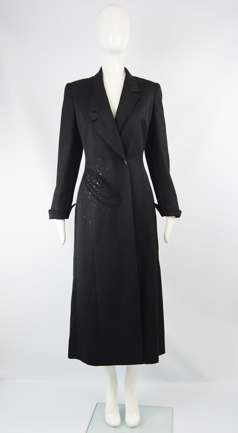 Tomasz Starzewski Vintage Asymmetrical Long Black Wool and Mohair ...